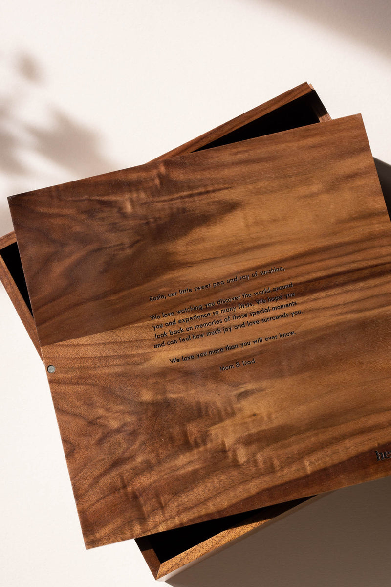 Modern Minimalist Large Wood Personalized Keepsake Box | Hereafter