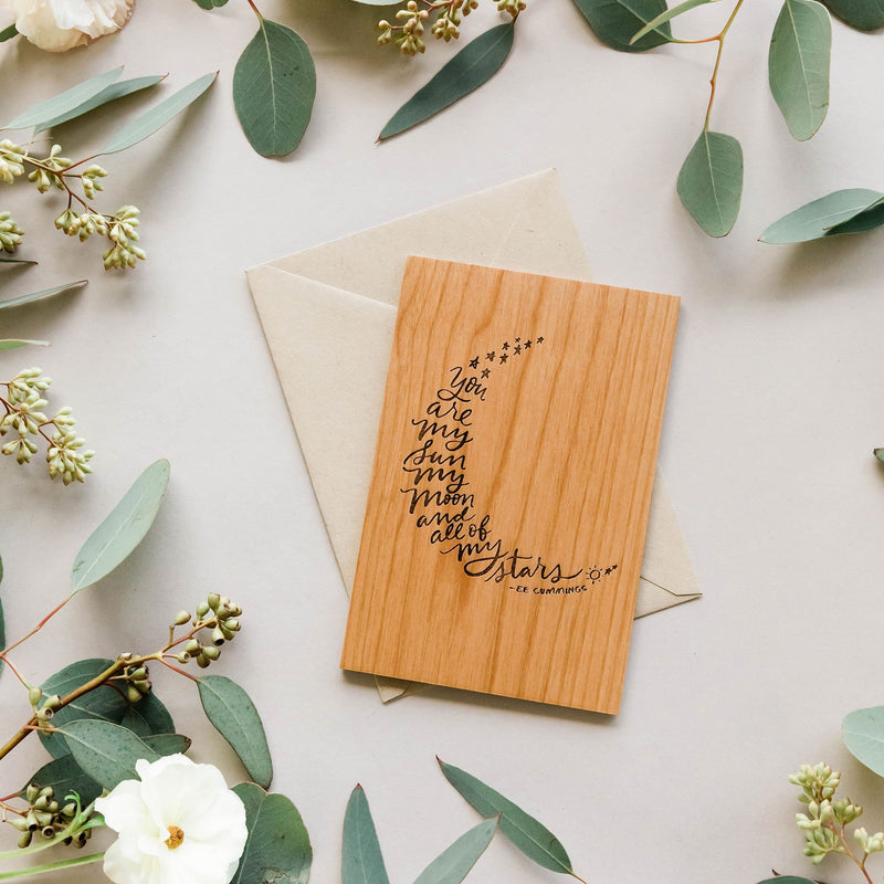 My Sun Moon & Stars Wood Card | Personalized Gifts | Hereafter