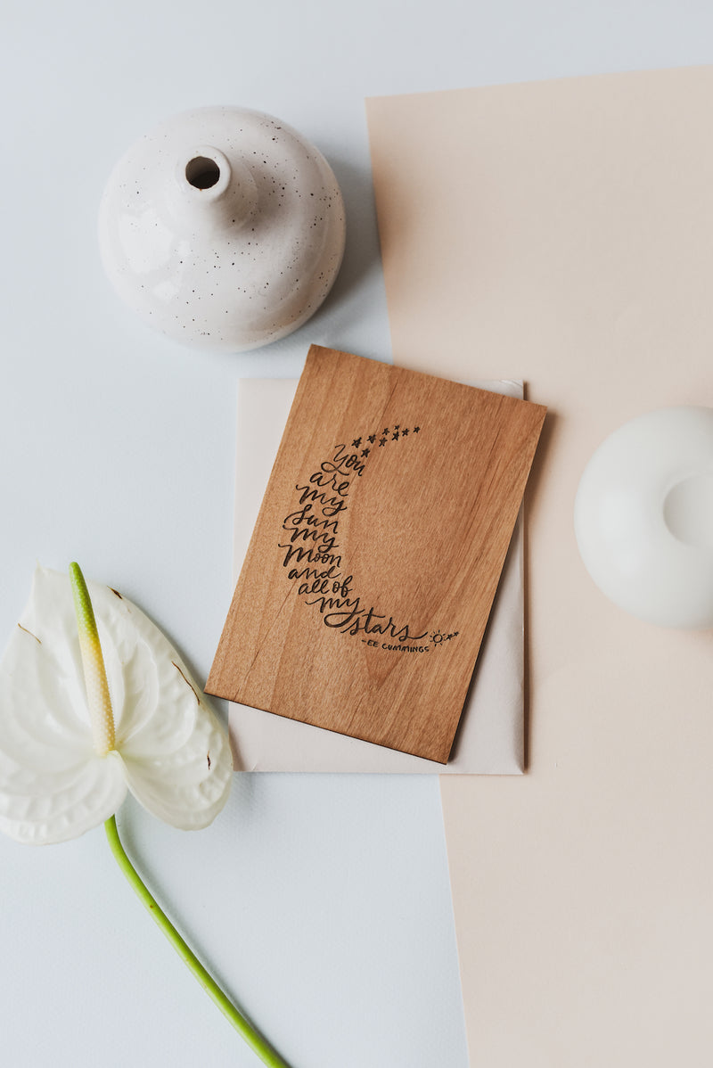 My Sun Moon & Stars Wood Card | Personalized Gifts | Hereafter