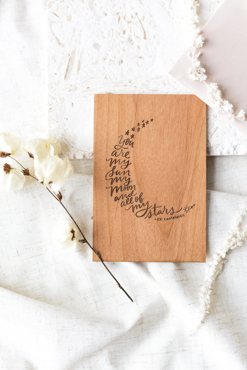 My Sun Moon & Stars Wood Card | Personalized Gifts | Hereafter