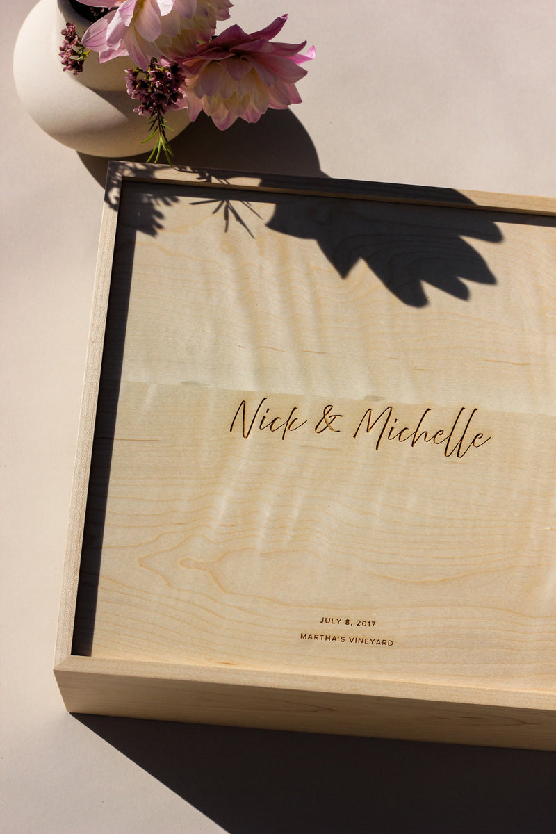 Modern Hand Lettering Large Wood Personalized Keepsake Box | Hereafter