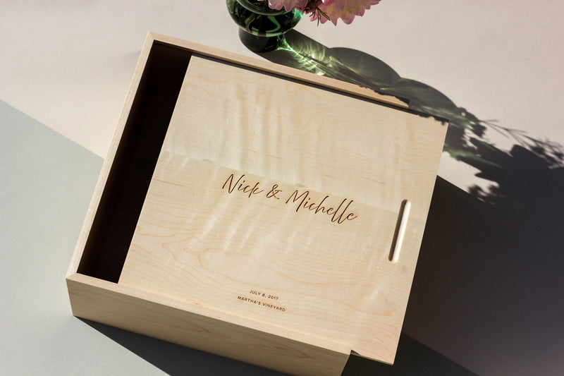 Modern Hand Lettering Large Wood Personalized Keepsake Box | Hereafter