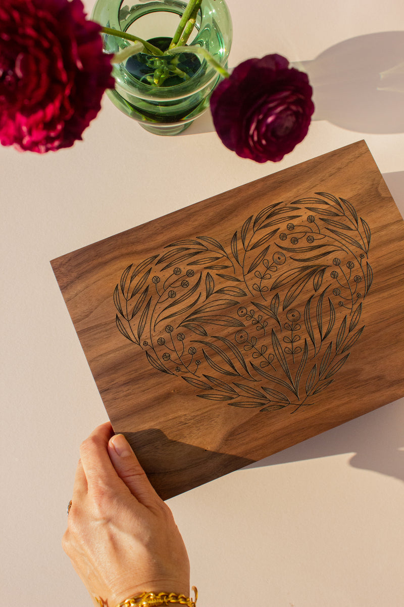 Floral Heart Wood Keepsake Box | Custom Jewelry Box | Hereafter